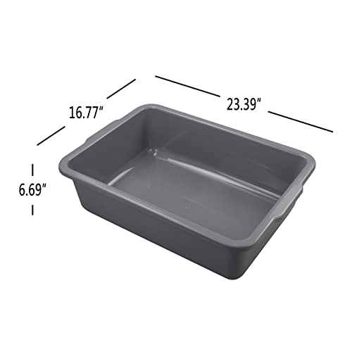 Nicesh 4-Pack 32 L Large Commercial Bus Tubs, Plastic Utility Bus Box, Gray