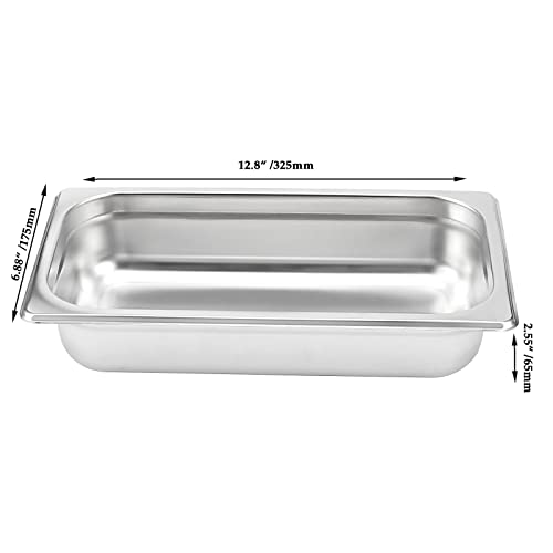 JAPCHET 8 PCS 1/3 Size 2.5 Inch Deep Steam Pan, Anti-Jam Steam Table Pan, Stainless Steel Hotel Pan Food Pan for Buffet, Restaurants, Catering