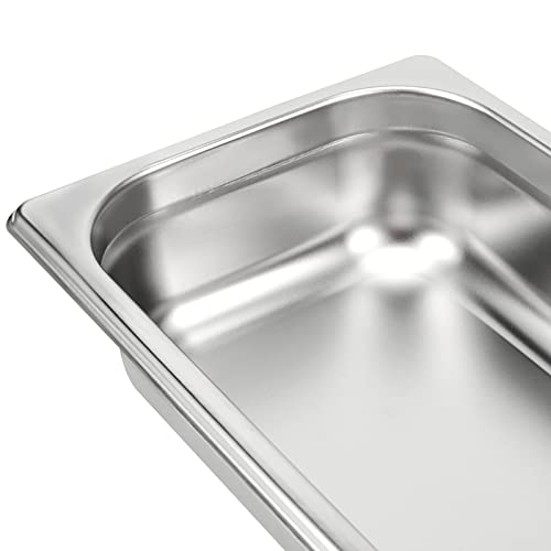 JAPCHET 8 PCS 1/3 Size 2.5 Inch Deep Steam Pan, Anti-Jam Steam Table Pan, Stainless Steel Hotel Pan Food Pan for Buffet, Restaurants, Catering