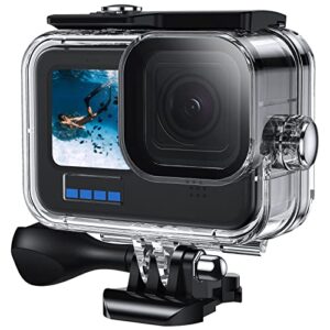 kuptone waterproof case 60m/196ft underwater protective dive housing shell with bracket mount accessories for go pro 11/10/9 action camera