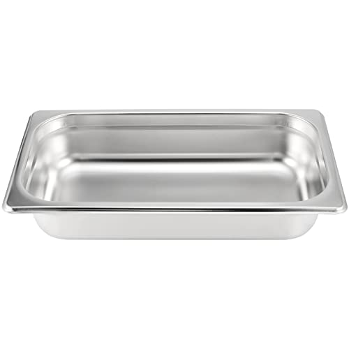 4 Pack 1/3 Size x 2.5 Inch Deep Steam Table Pan, 12.8"x6.9"x2.6" Stainless Steel Anti-Jam Hotel Pan for Food Warmer, Buffet Server, Restaurants and Catering Supplies, 22 Gauge