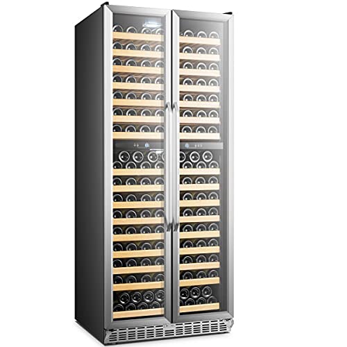 Wine Cooler Refrigerator 2 Glass Door 321 Bottles Dual Zone Reversible Commercial Cooler For Restaurant Bar Grocery Store NSF WI321DD