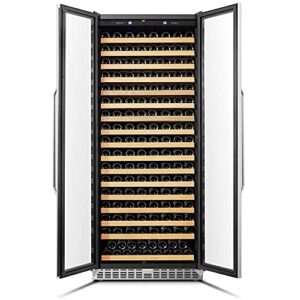 Wine Cooler Refrigerator 2 Glass Door 321 Bottles Dual Zone Reversible Commercial Cooler For Restaurant Bar Grocery Store NSF WI321DD