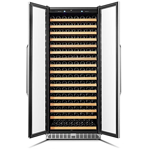 Wine Cooler Refrigerator 2 Glass Door 321 Bottles Dual Zone Reversible Commercial Cooler For Restaurant Bar Grocery Store NSF WI321DD