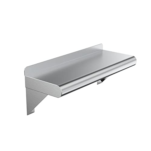 AmGood 8" X 16" Stainless Steel Wall Shelf | Metal Shelving | Garage, Laundry, Storage, Utility Room | Restaurant, Commercial Kitchen | NSF