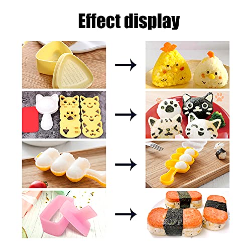 Cute Cat Rice Ball Molds 6 Sets Sushi Molds Bento Box Accessories Kits with 1PC Musubi Maker Press Mold, 2PCS Gimbap Molds Triangle and 1PC Rice Ball Mold Shaker for DIY Fun Lunch Box Picnic Tool