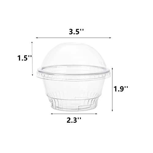 Lyellfe 100 Pack Dessert Cups with Dome Lids, 5 oz Clear Plastic Cups, Disposable Ice Cream Cups for Take Away Food Dessert Cupcake and Fruit