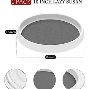 EVERQUEIN Lazy Susan Organizer, Lazy Susan Turntable for Cabinet Refrigerator Kitchen Pantry Bathroom, Non-Skid 360° Rotating, Plastic (2 Pack, 10 Inch)