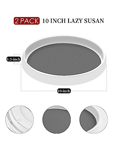 EVERQUEIN Lazy Susan Organizer, Lazy Susan Turntable for Cabinet Refrigerator Kitchen Pantry Bathroom, Non-Skid 360° Rotating, Plastic (2 Pack, 10 Inch)