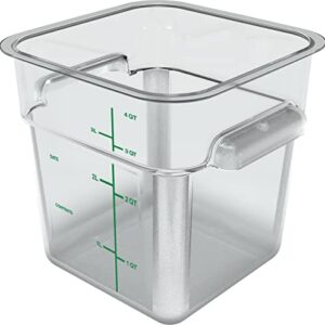 Carlisle FoodService Products CFS Squares Plastic Food Storage Container, 4 Quarts, Clear