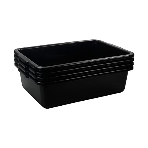 Vababa 4-Pack 32 L Plastic Commercial Bus Tubs, Utility Bus Box, Black