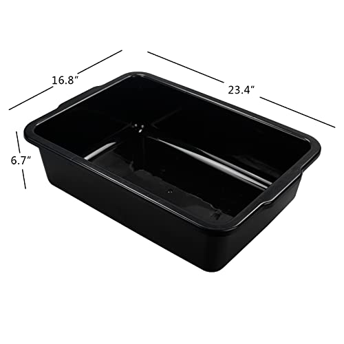 Vababa 4-Pack 32 L Plastic Commercial Bus Tubs, Utility Bus Box, Black