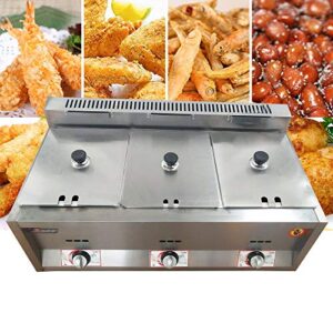 Food Warmer Commercial Gas Bain Marie Buffet Countertop Food Warmer Steam Table Steamer Soup Warmer Adjustable Temp Gas Fryer Steamer Cooking Heating Pot (3 Pan)