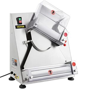 VEVOR Pizza Dough Roller Sheeter, Max 12" Automatic Commercial Dough Roller Sheeter, 370W Electric Pizza Dough Roller Stainless Steel, Suitable for Noodle Pizza Bread and Pasta Maker Equipment