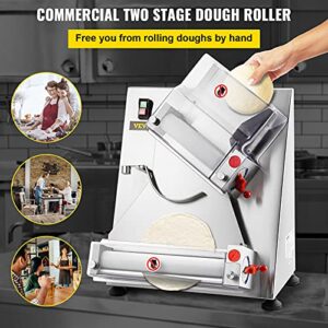 VEVOR Pizza Dough Roller Sheeter, Max 12" Automatic Commercial Dough Roller Sheeter, 370W Electric Pizza Dough Roller Stainless Steel, Suitable for Noodle Pizza Bread and Pasta Maker Equipment