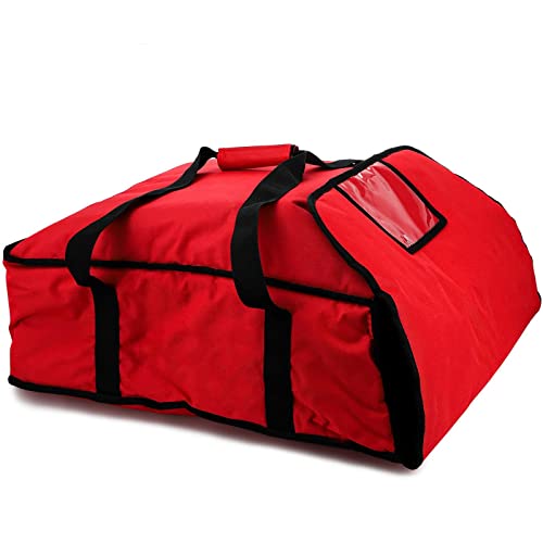 DEAYOU Large Pizza Bag, Insulated Pizza and Food Delivery Bag, Professional Thermal Pizza Warmer Bag, Hot Pizza Carriers for Transport, Moisture Free, Heavy Duty, 22" x 22" x 8", Red