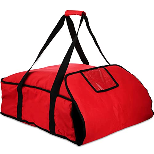 DEAYOU Large Pizza Bag, Insulated Pizza and Food Delivery Bag, Professional Thermal Pizza Warmer Bag, Hot Pizza Carriers for Transport, Moisture Free, Heavy Duty, 22" x 22" x 8", Red