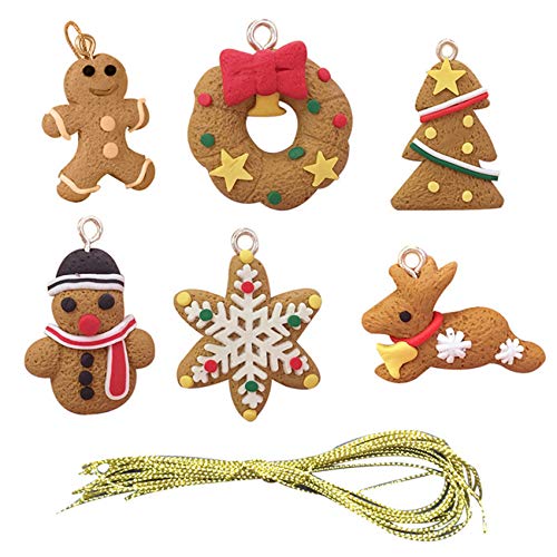 GUAngqi Christmas Tree Hanging Decorations Gingerbread Pendants for Window Fireplace,Light Yellow