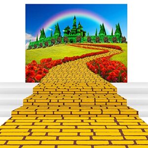 road runner yellow brick road runner and emerald castle backdrop party decorations yellow brick road backdrop floral rainbow photography background princess decorations party supplies for baby shower