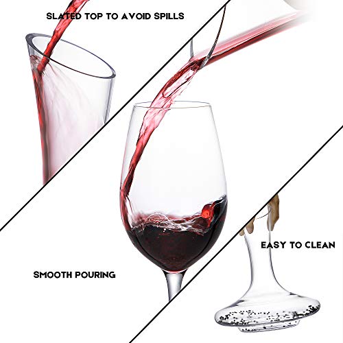 Wine Decanter,Red Wine Carafe,Wine Aerator,100% Hand Blown Lead-free Crystal Glass with Cleaning Beads,Wine Decanters and Carafes,Wine Gift with Luxury Packaging,Wine Accessories (1200ML)