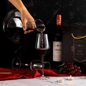 Wine Decanter,Red Wine Carafe,Wine Aerator,100% Hand Blown Lead-free Crystal Glass with Cleaning Beads,Wine Decanters and Carafes,Wine Gift with Luxury Packaging,Wine Accessories (1200ML)