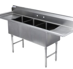 Kratos 29N-003 - Commercial NSF 3 Compartment Sink - 18"Wx18"Lx12"H Bowl Size - (2) 18" Drain Boards