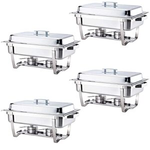 alpha living 70014-gray 4 pack 8qt chafing dish high grade stainless steel chafer complete set, 8 qt, alpine gray handle