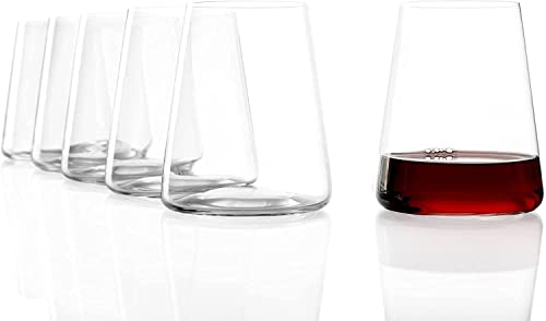 Modern Stemless Wine Glasses Set of 4-17 oz Stemless Wine Glasses, European Wine Glasses Stemless, Unique White Wine Glasses, Large Bowl Drinking Glass for Red Wine, Dishwasher Safe, Gifts