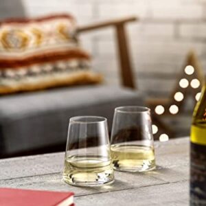 Modern Stemless Wine Glasses Set of 4-17 oz Stemless Wine Glasses, European Wine Glasses Stemless, Unique White Wine Glasses, Large Bowl Drinking Glass for Red Wine, Dishwasher Safe, Gifts