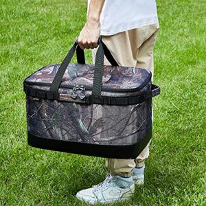 KRIYNAA Insulated food delivery bags,(48L) foldable reusable insulated grocery shopping bags, suitable for catering, picnics, camping, road trips portable transport bags (Leaf camouflage)