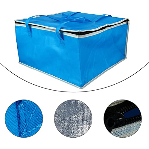 Hemoton Delivery Bag Insulated Food Delivery Bag Meal Grocery Tote Shopping Bag Hot Cold Thermal Insulated Food Carrier for Food Transport Travel Picnic Camping 35X35X24CM Blue Pizza Insulation Tote