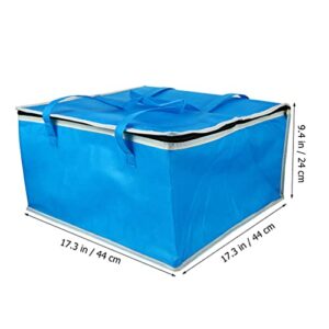 Hemoton Delivery Bag Insulated Food Delivery Bag Meal Grocery Tote Shopping Bag Hot Cold Thermal Insulated Food Carrier for Food Transport Travel Picnic Camping 35X35X24CM Blue Pizza Insulation Tote