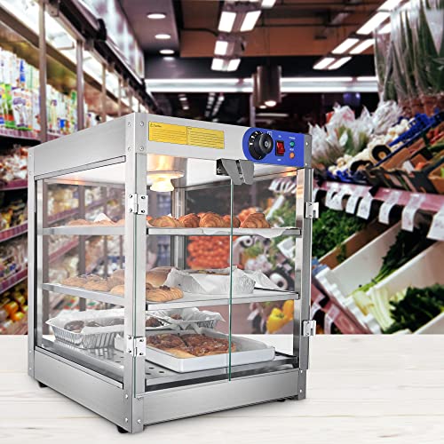 WeChef 3-Tier Commercial Countertop Food Pizza Warmer 24x20x20 inch with LED Lighting Food Heater Display Case