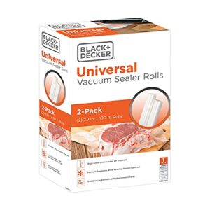 black + decker vacuum sealer bags 8" x 20" rolls, 2 count, use for sous vide or meal prep, bpa free, dishwasher safe, tear resistant, safe to microwave, boil, or freeze