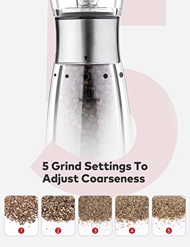 Pepper Grinder or Salt Mill Set Grind Smoothly-Adjustable Coarseness Refillable Pepper Mill Grinder Easy To Clean TREBLEWIND