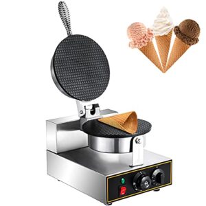 vevor commercial ice cream cone waffle maker machine, 110v electric waffle cone machine, 1200w stainless steel egg cone baker w/non-stick teflon coating, temp & time control for restaurant bakeries