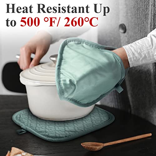 Tuff4ever Pot Holders with Pockets and Non-Slip Silicone Grip, Heat Resistant Hot Pads for Kitchen Baking Cooking 8 Inches 2 Pcs