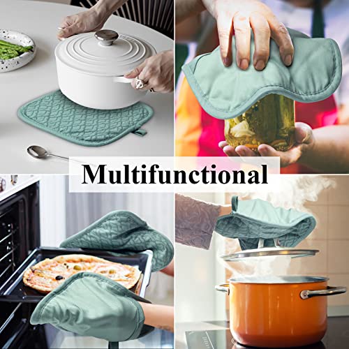 Tuff4ever Pot Holders with Pockets and Non-Slip Silicone Grip, Heat Resistant Hot Pads for Kitchen Baking Cooking 8 Inches 2 Pcs