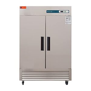 westlake commercial freezer 54"w 2 door 2 section stainless steel reach-in solid door upright fan cooling 49 cu.ft freezer for restaurant, bar, shop, etc