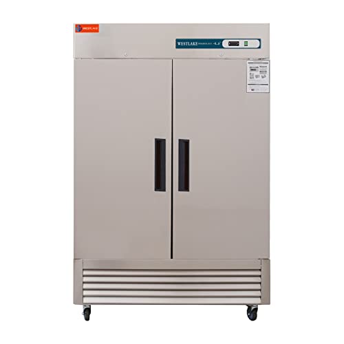 WESTLAKE Commercial Freezer 54"W 2 Door 2 Section Stainless Steel Reach-in Solid Door Upright Fan Cooling 49 Cu.ft Freezer for Restaurant, Bar, Shop, etc