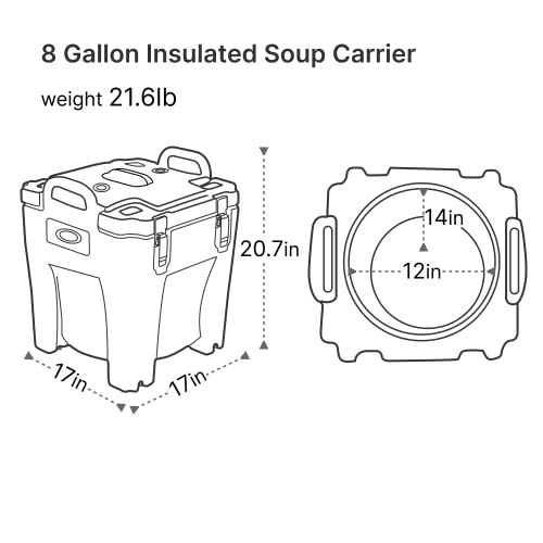 FORCOOK Insulated Soup Carrier Catering Supplies 8 Gallon Commercial Food Warmer Hot Box for Food Storage Hot Box Food Warmer for Parties with 18/8 Stainless Steel Liner Leak-Proof Blue