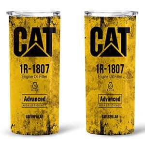 alfaro yellow cat 1r 1807 engine oil filter advanced high efficiency caterpillar skinny tumbler 20 oz or 30 oz for caterpillar lover, tumbler for mechanic lover,multicolor