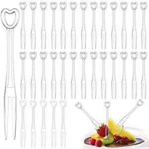 300pcs disposable plastic fruit forks, yeajoin mini cake forks tasting appetizer cocktail forks picks small dessert food picks sticks