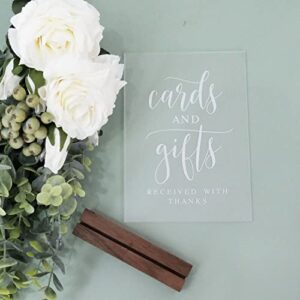 Acrylic Gifts and Cards Sign with Wood Stand- 5”x 7" Clear Acrylic Table Decoration Signs with Holder for Wedding Reception & Event Party Table Centerpiece Decoration