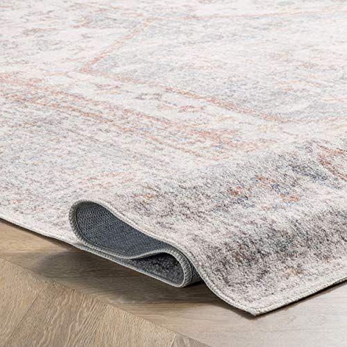 nuLOOM Jacquie Machine Washable Vintage Floral Area Rug, 8' x 10', Gray