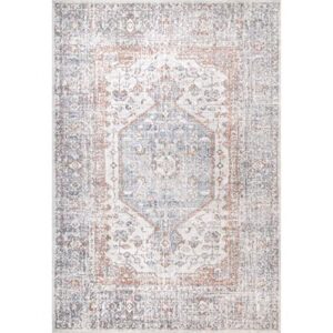 nuLOOM Jacquie Machine Washable Vintage Floral Area Rug, 8' x 10', Gray