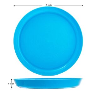 Frcctre 24 Pack Plastic Plates, 7 Inch Colorful Plastic Dinner Plates Salad Plates, BPA Free Reusable Small Snack Plates Dinnerware Set for BBQ, Travel, Events, Dishwasher Safe, 8 Colors