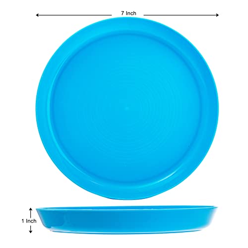 Frcctre 24 Pack Plastic Plates, 7 Inch Colorful Plastic Dinner Plates Salad Plates, BPA Free Reusable Small Snack Plates Dinnerware Set for BBQ, Travel, Events, Dishwasher Safe, 8 Colors