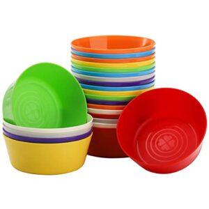 frcctre set of 24 small plastic kids bowls, 11 oz colorful snack bowls set, bpa free small toddler bowls, unbreakable small plastic children bowls, dishwasher safe, 8 assorted colors