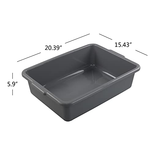 Asking 4-Pack 23 L Plastic Commercial Bus Box, Utility Bus Tub, Gray